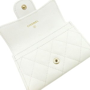 CHANEL | Bags | Chanel Coin Case Matelasse Classic Card White Bilfold ...